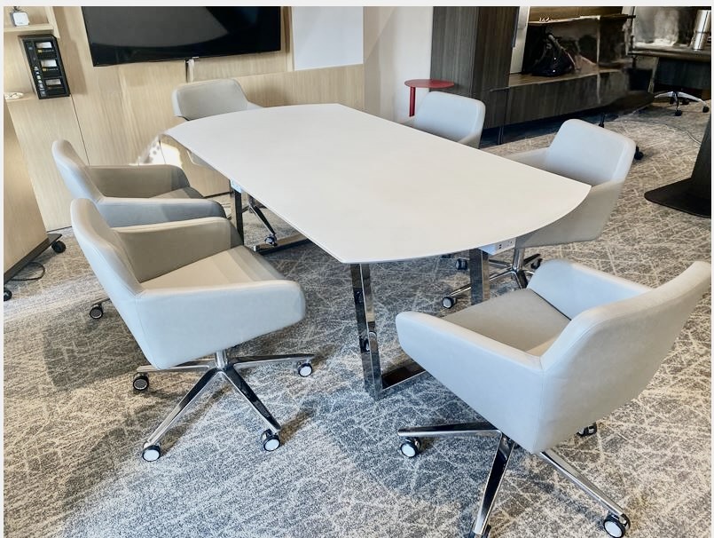 Elegant Glass Conference Table with Chrome Base