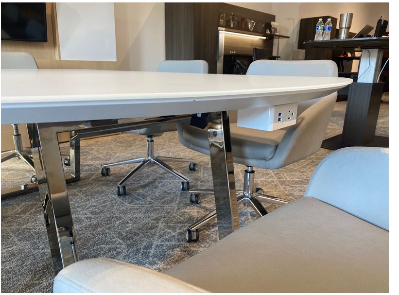 Elegant Glass Conference Table with Chrome Base