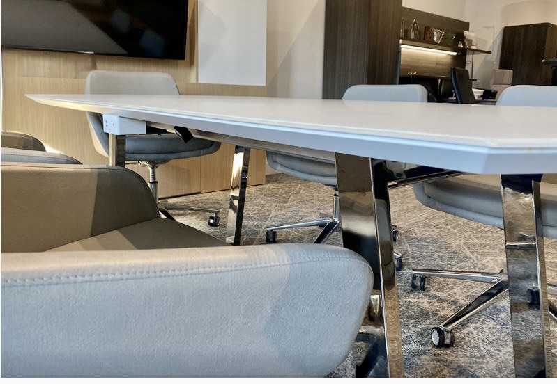Elegant Glass Conference Table with Chrome Base