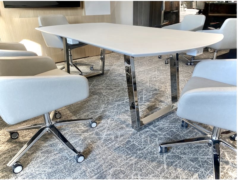 Elegant Glass Conference Table with Chrome Base