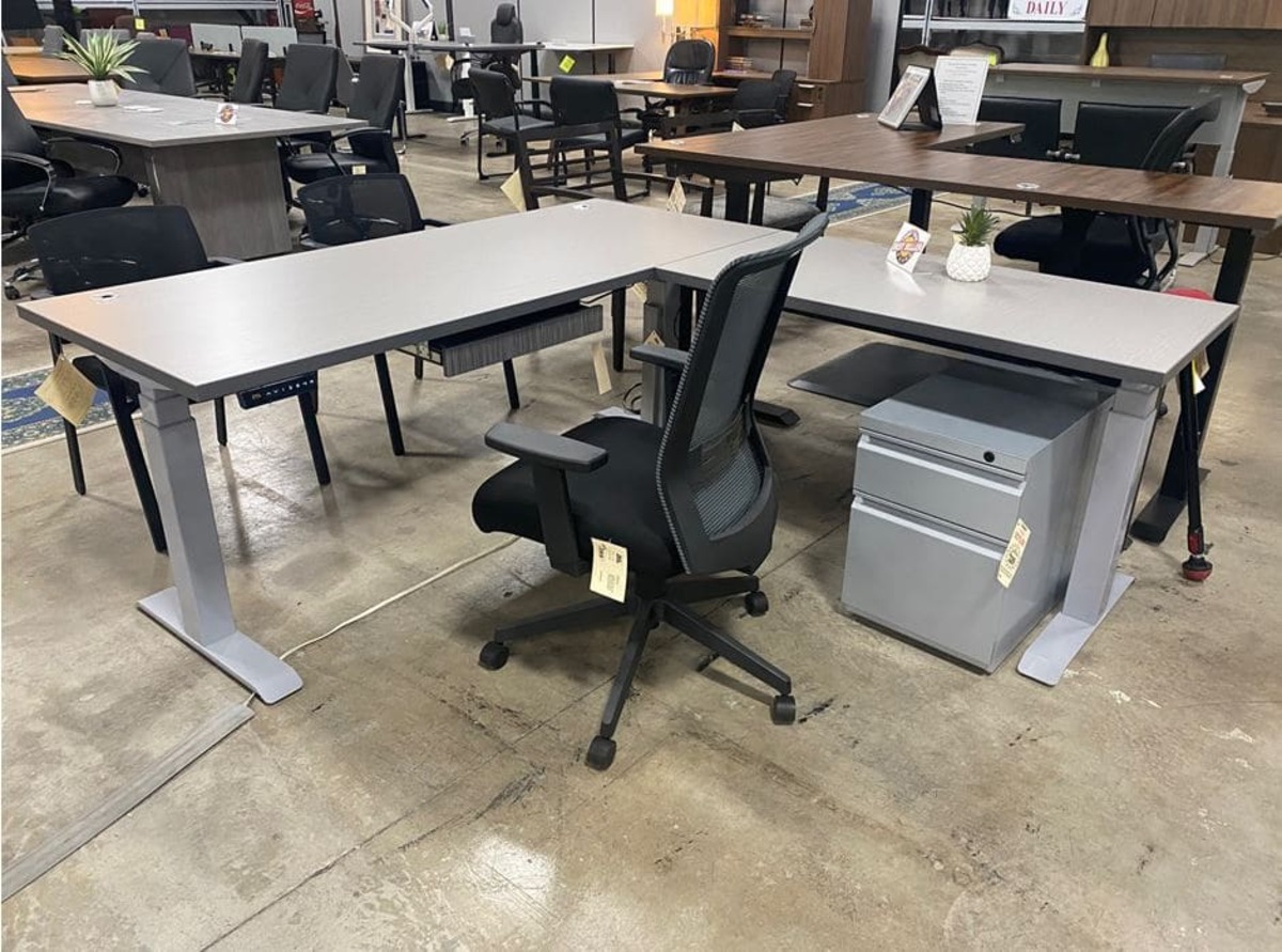 Height Adjustable L Shape | OF102 | Front Desk Office Furniture